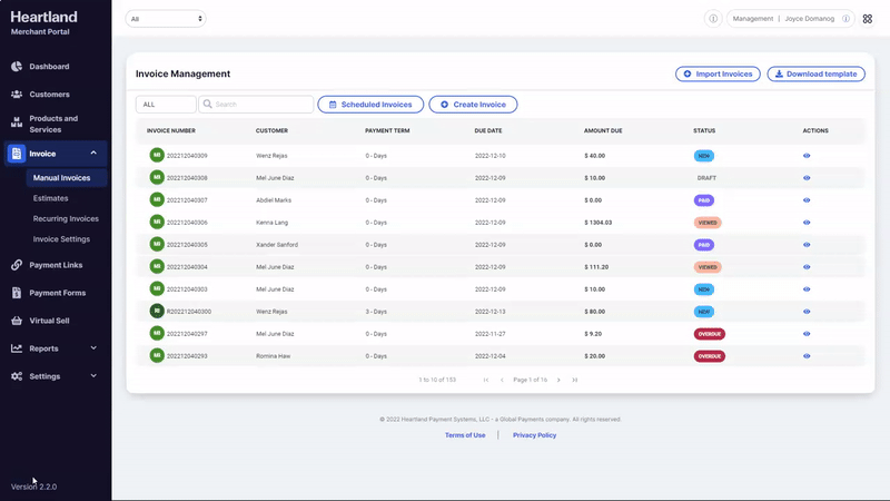 Search and Filter One-Time Invoices – My Account